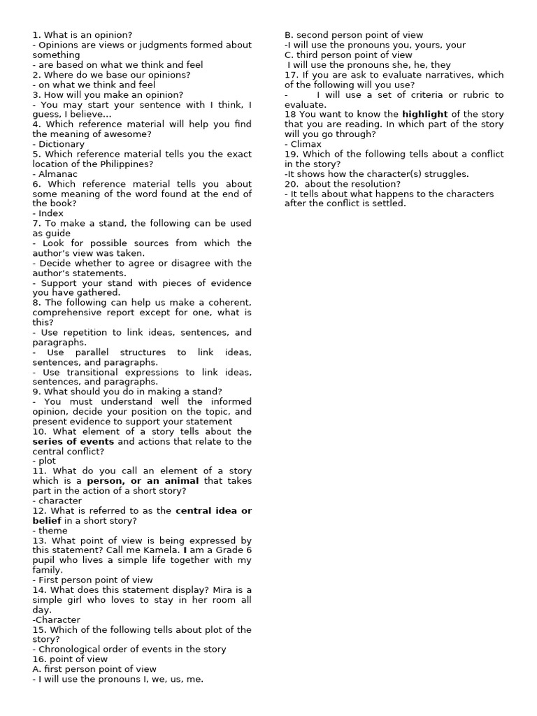 Understanding Opinions and Story Elements | PDF