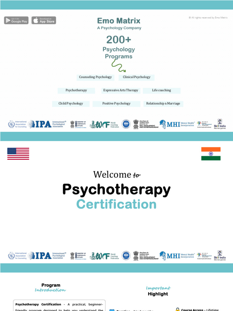 Psychotherapy Certification | PDF | Psychotherapy | Psychology