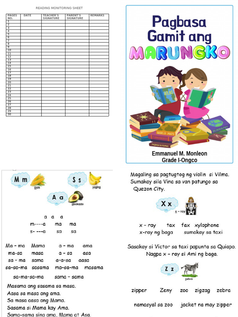 Marungko Booklet - Filipino Reading | PDF