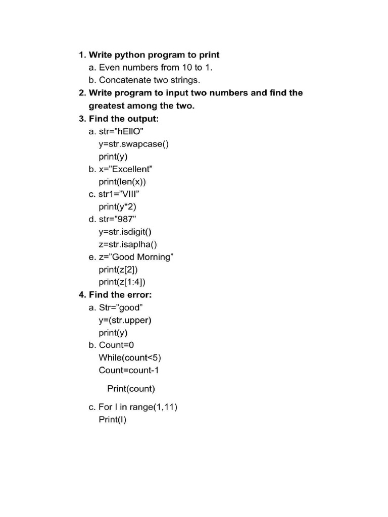 Python Exercise Sheet | PDF