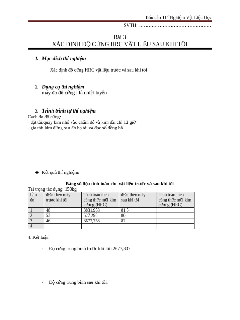 Báo Cáo Thi Nghiem Vat Lieu Hoc Bài 2 | PDF