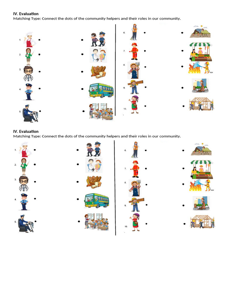 Community Helpers Role Matching Activity | PDF