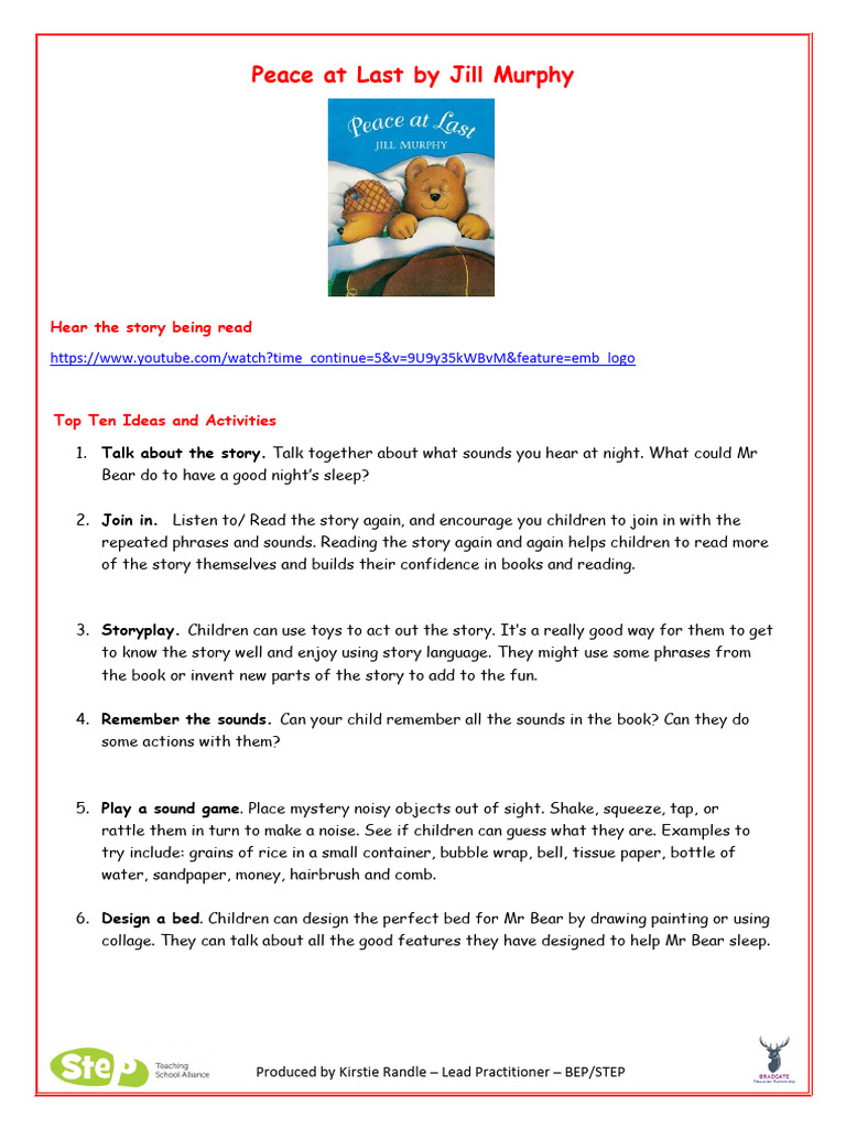 Peace at Last: Activity Ideas PDF | PDF