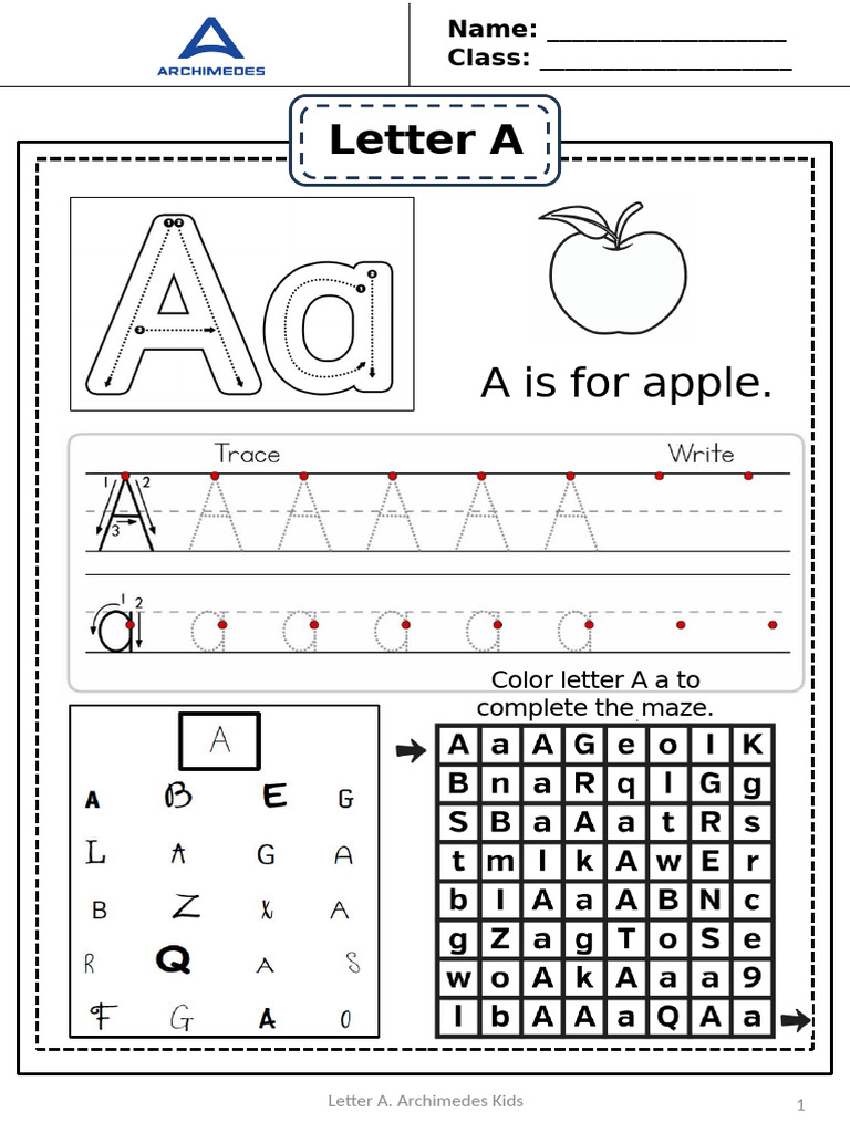 Letter A Worksheets for Kids | PDF