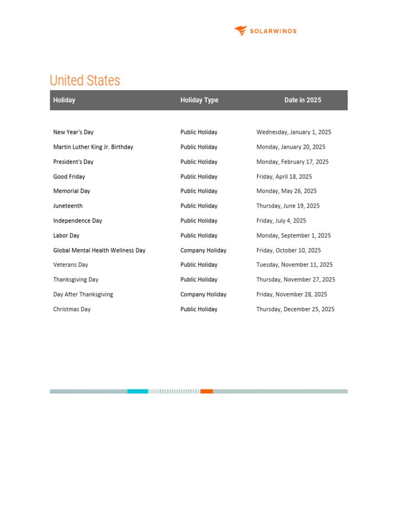 2025 Global Holiday Calendar | PDF | Holidays | Easter