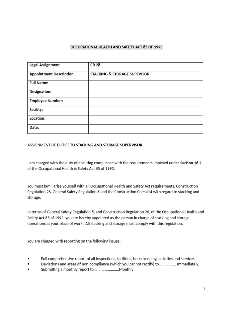 Stacking and Storage Supervisor | PDF | Occupational Safety And Health ...