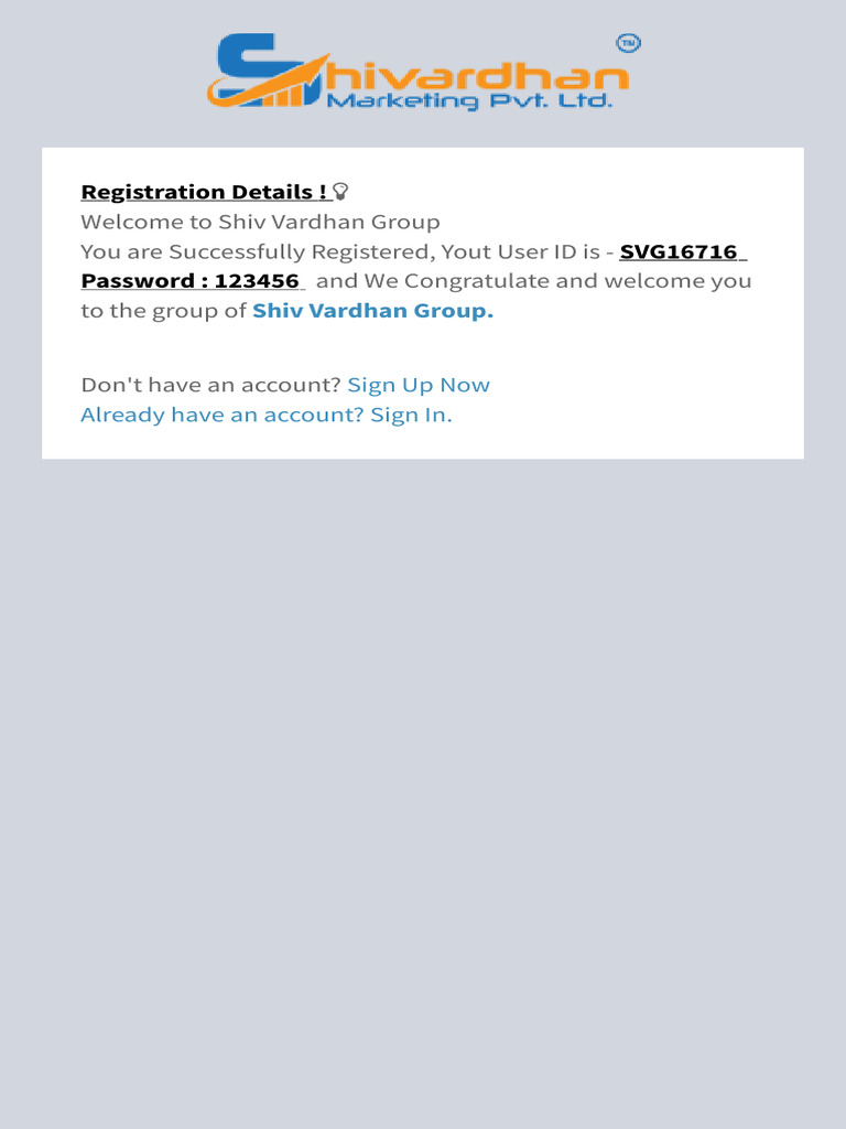 Shivardhan Marketing Registration Page | PDF