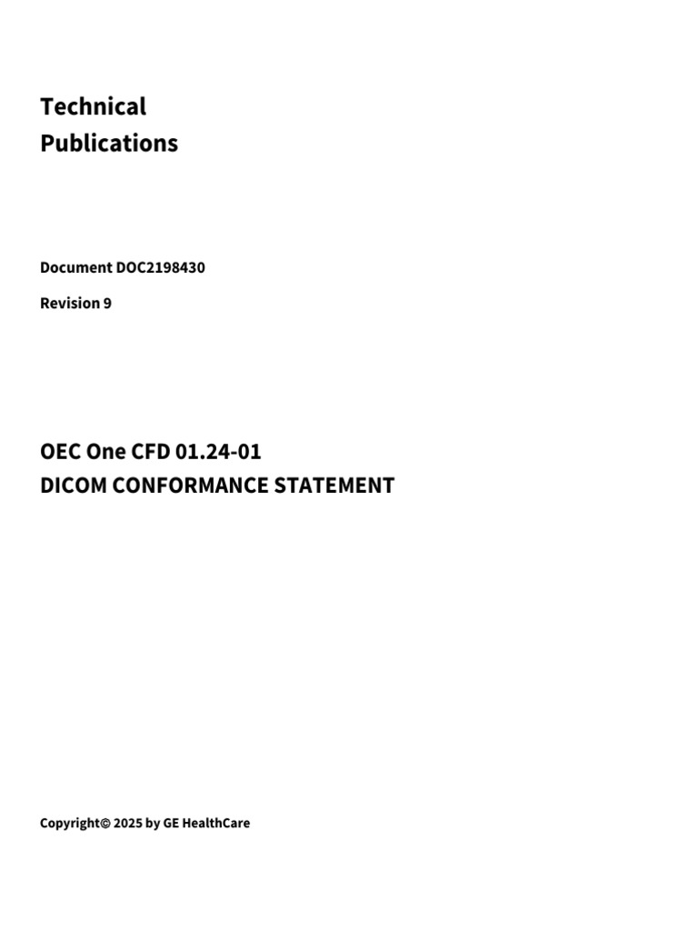 Gehc-Dicom-Conformance Oec One CFD Doc2198430 Rev9 | PDF | Information ...