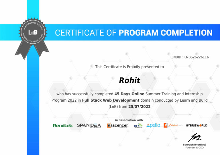 Cer of Program Completion 8072 597 | PDF