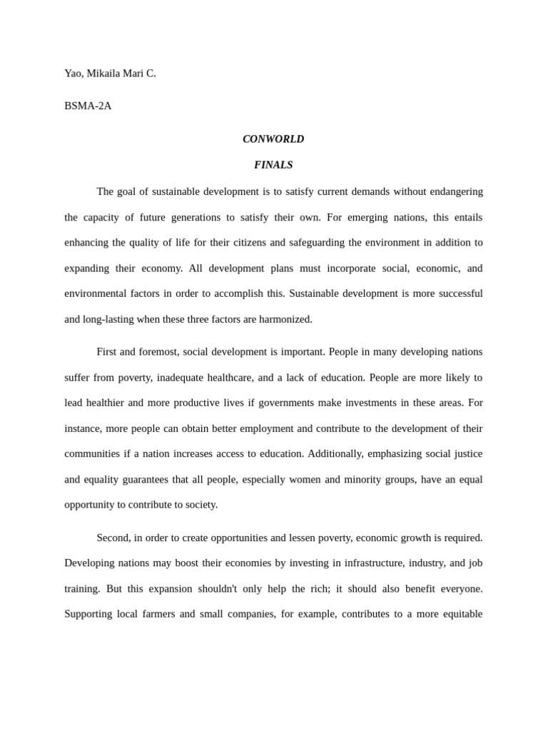 Yao Finals Conworld | PDF | Sustainable Development | Sustainability