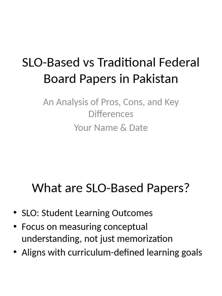 SLO-Based Papers in Pakistan: An Overview | PDF
