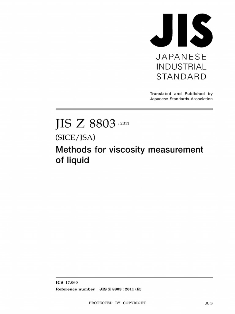 Viscosity Measurement Methods JIS Z 8803 | PDF | Viscosity | Shear Stress