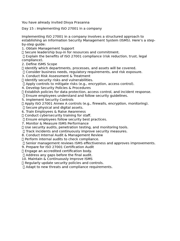 ISO 27001 Implementation Guide | PDF