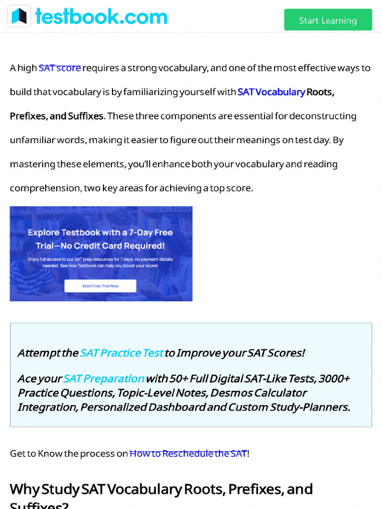 SAT Vocabulary Roots Prefix and Suffix - Boost Your Vocabulary Skills | PDF
