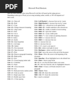 Word Shortcut Cheat Sheet | PDF