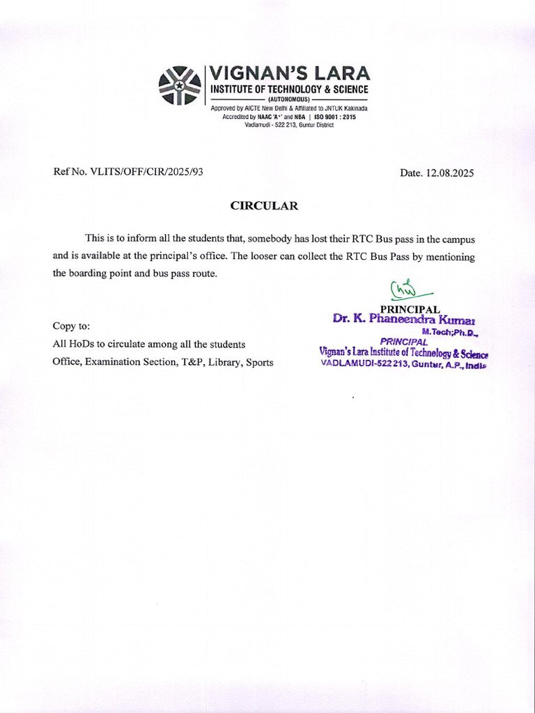 Circular - RTC Bus Pass | PDF