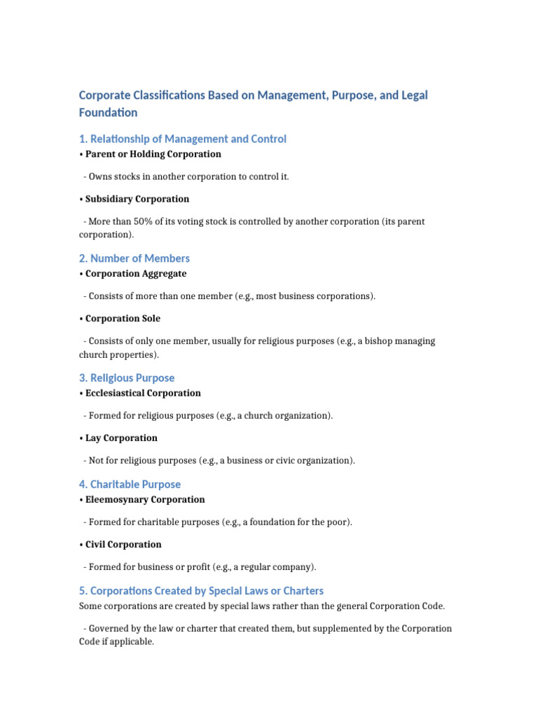 Corporate Classifications | PDF