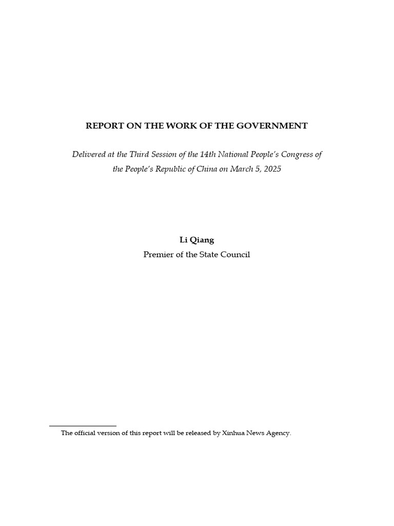 2024 China Government Work Report | PDF | Monetary Policy | Xi Jinping