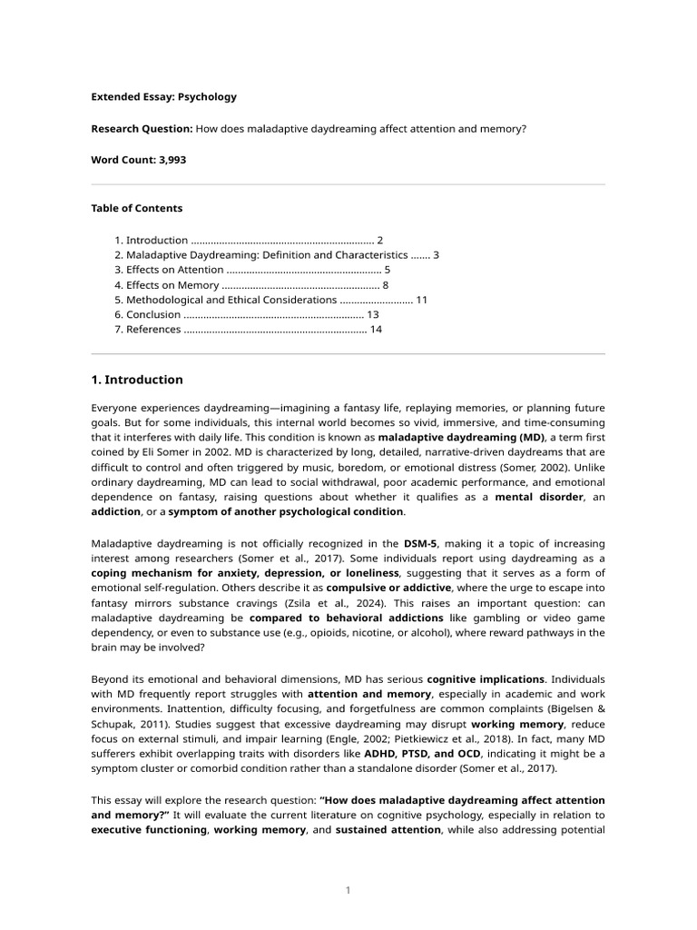 Maladaptive Daydreaming | PDF | Mental Disorder | Memory