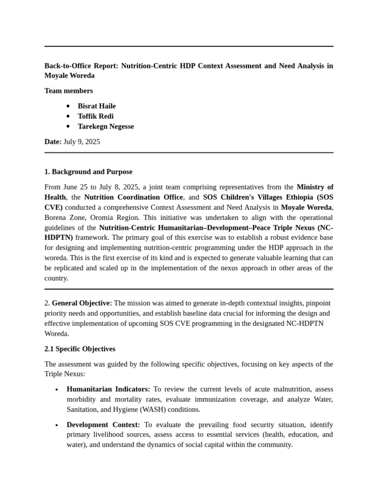 Back To Office Report On Nutrition Centric HDP Context Analysis and ...