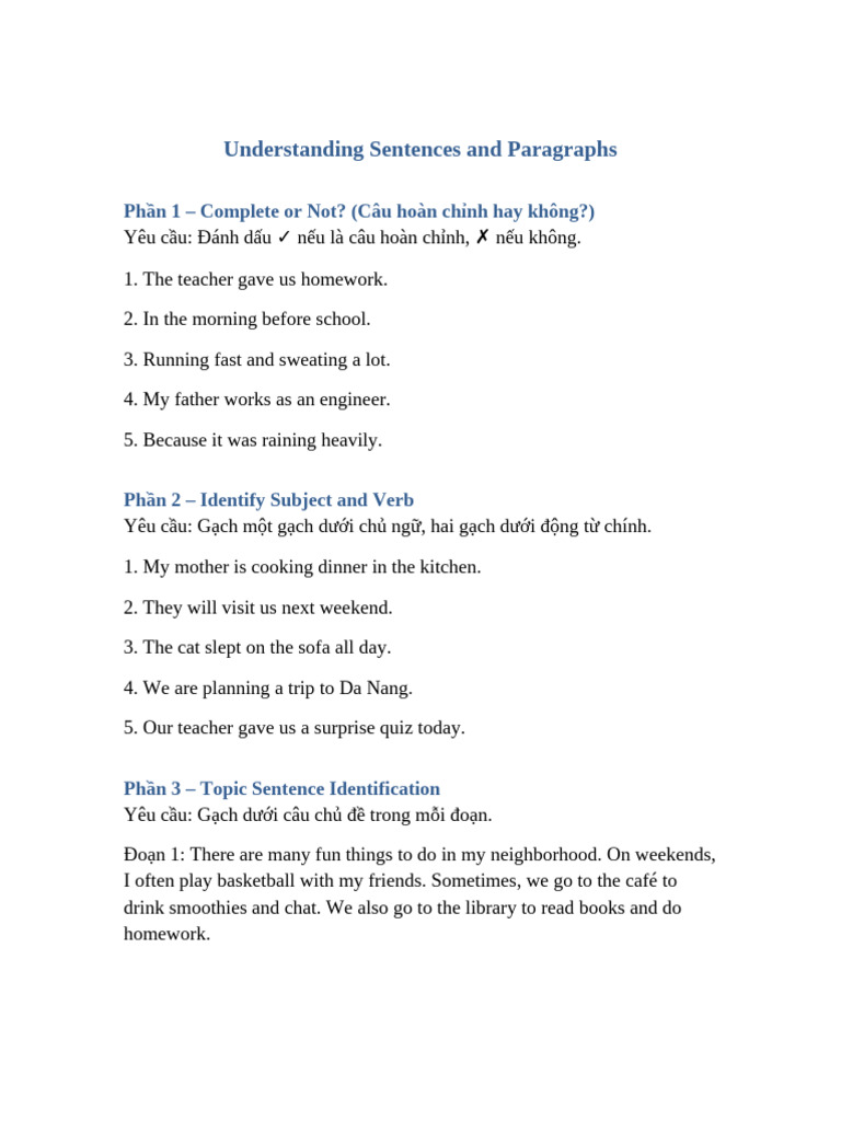 Understanding Sentence and Paragraph2 | PDF