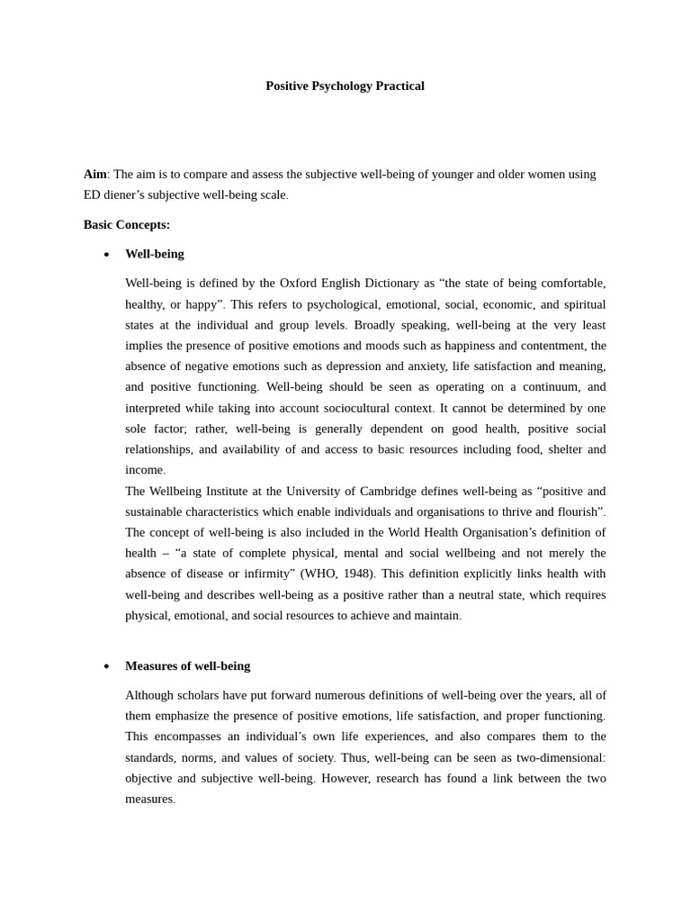 Positive Psychology Practical (Submission Draft) | PDF | Well Being ...