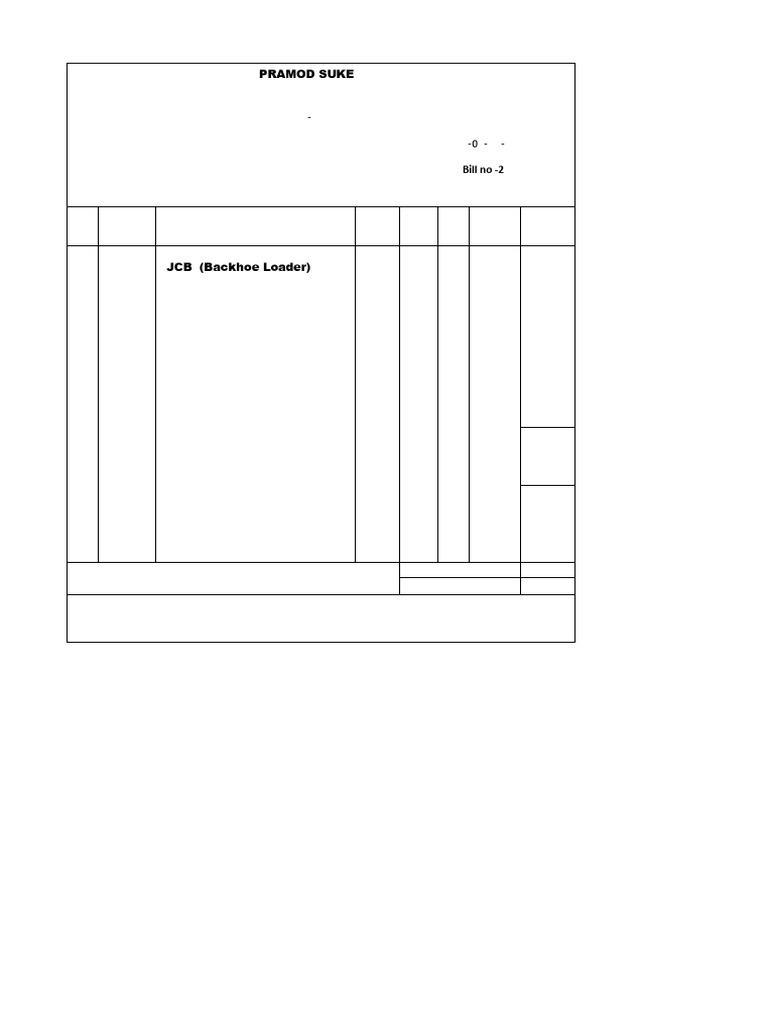 JCB Bill Book Format in Marathi | PDF
