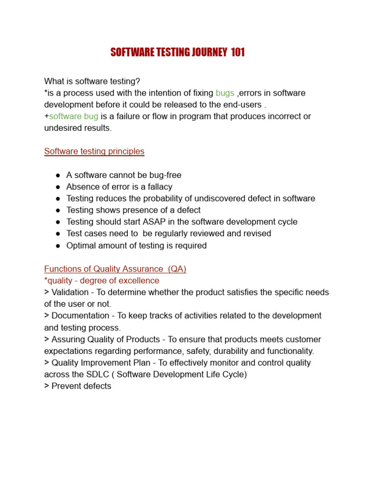 Software Testing Journey 101 | PDF | Software Testing | Software ...