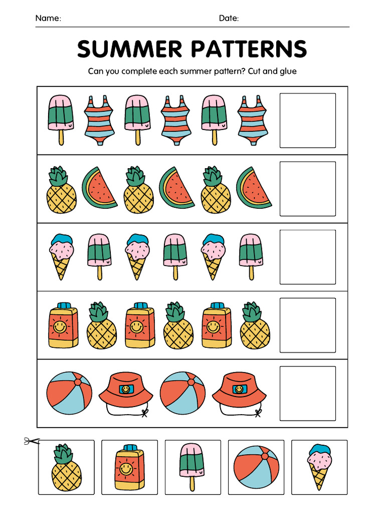 Summer Patterns in Colorful and Monochromatic Simple Style | PDF