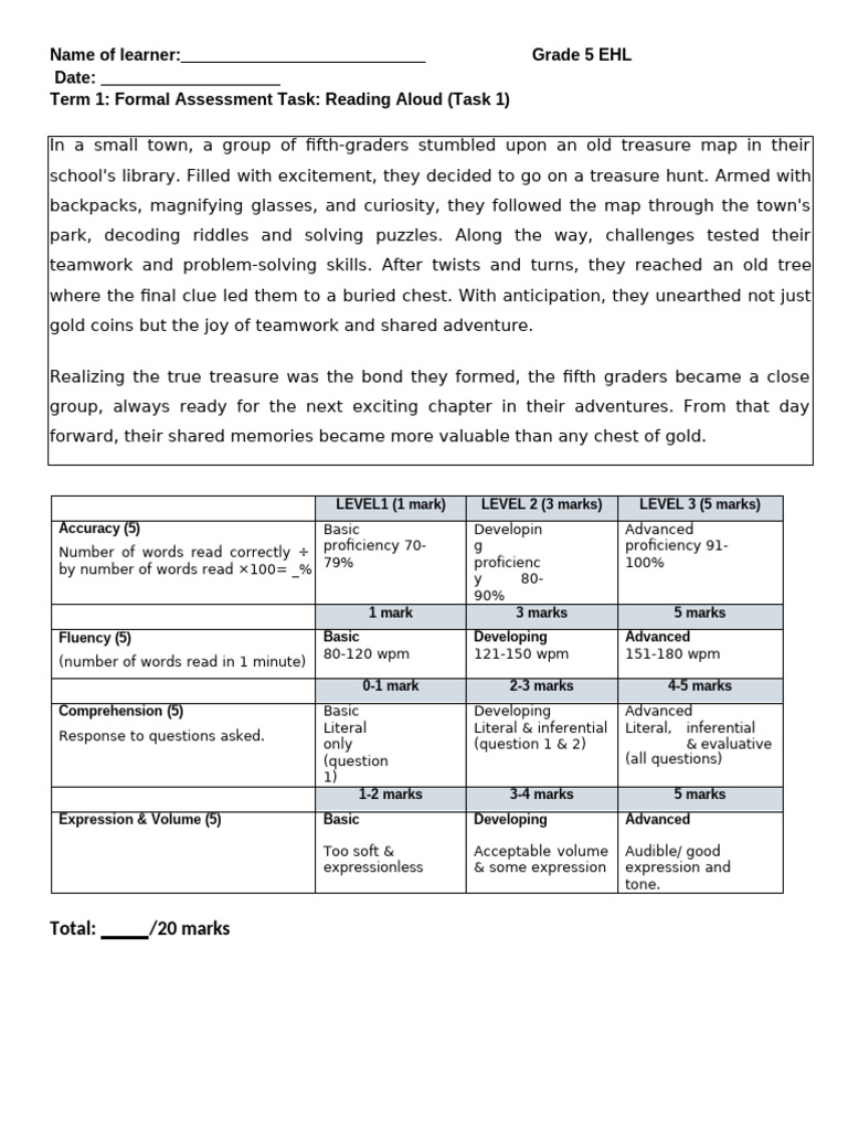 Grade 5 EHL Reading Task 1 2024# | PDF | Human Communication | Behavior Modification