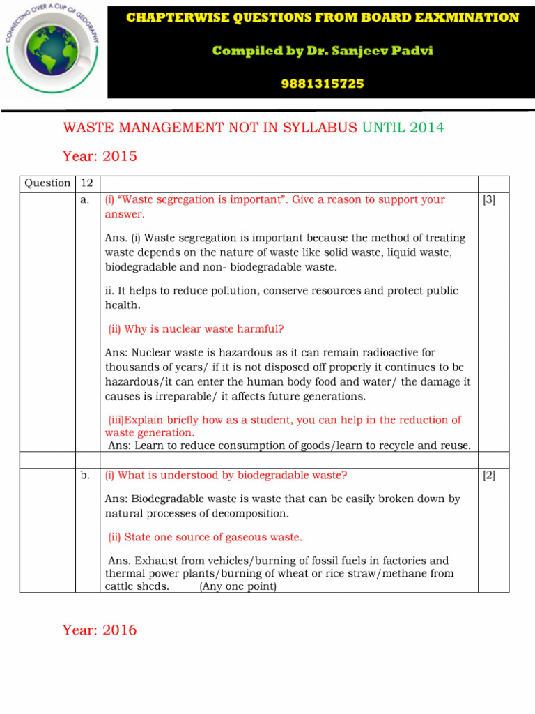 Waste Management Board Questions | PDF