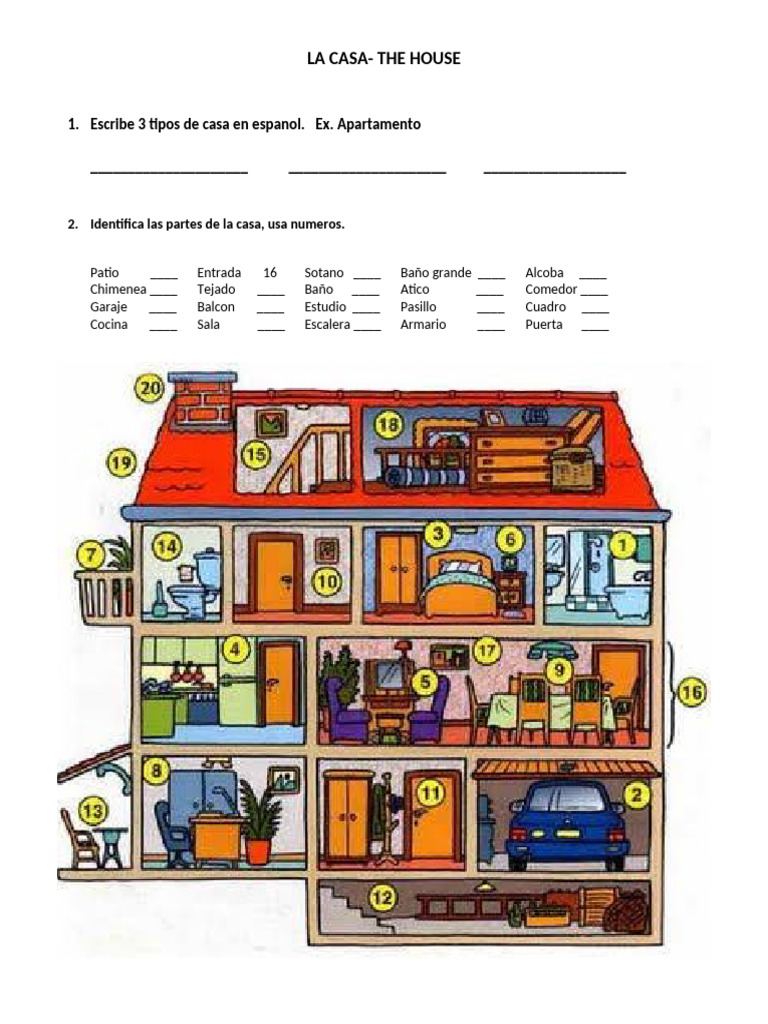 Actividades sobre la Casa en Español | PDF