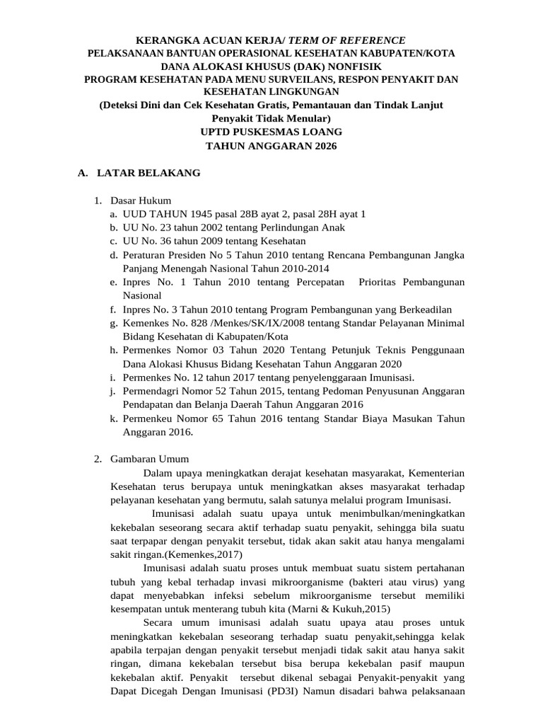 Tor Imunisasi 2026 | PDF