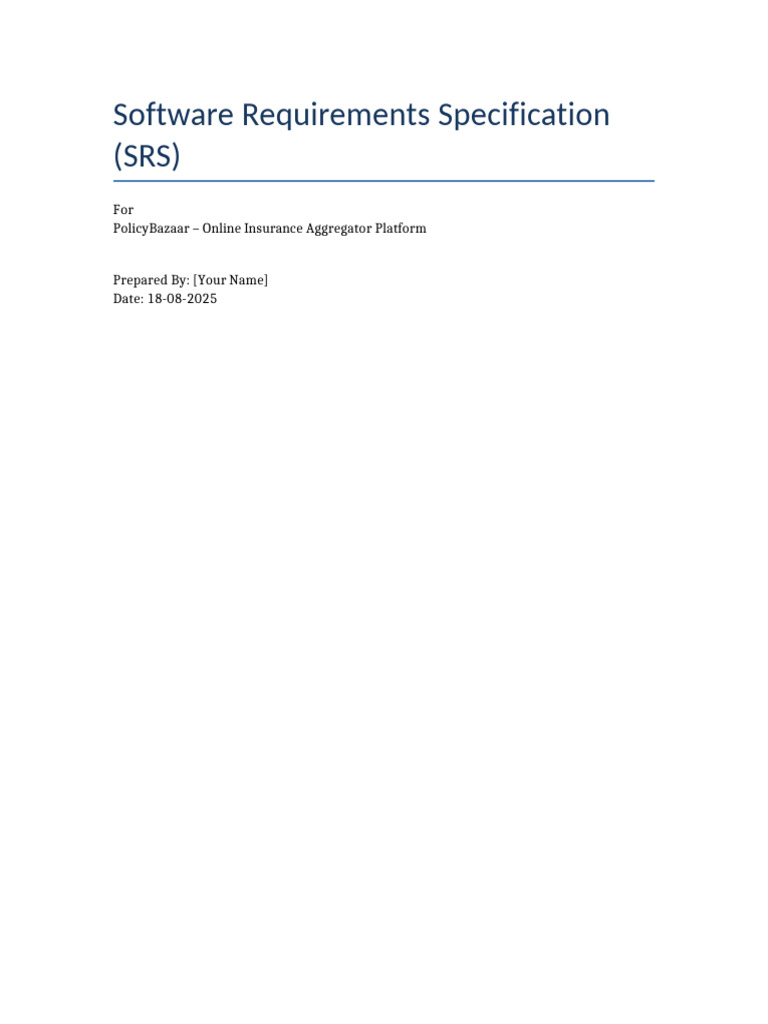 PolicyBazaar SRS | PDF | Mobile App | World Wide Web