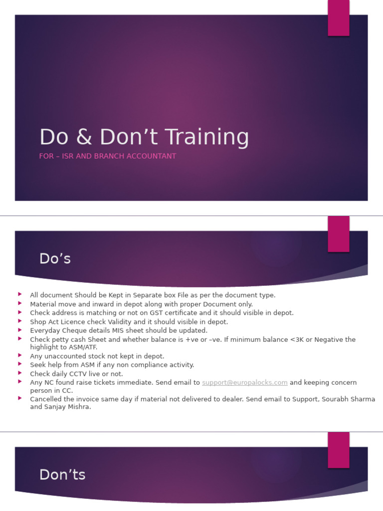 Do & Don't Training | PDF