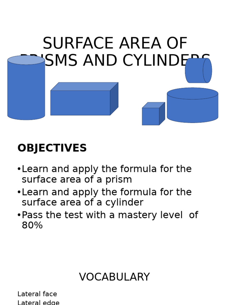 Surface Area of Prisms and Cylinders | PDF | Area | Geometric Measurement