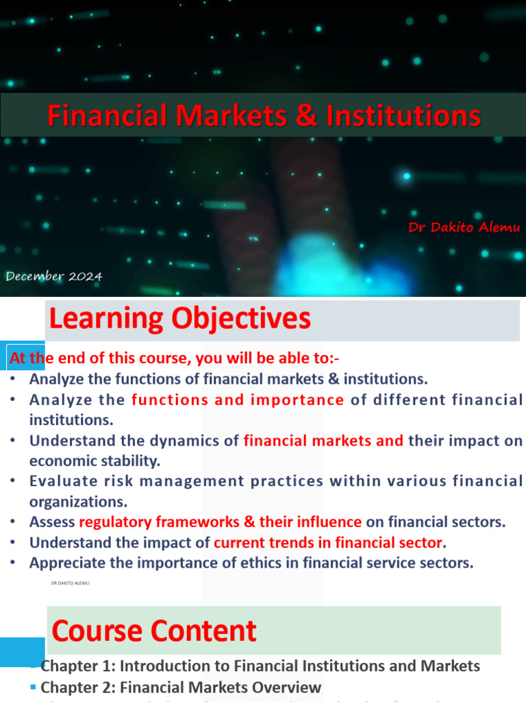 Financial Markets and Institutions Overview | PDF | Securities (Finance ...