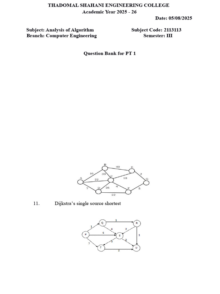 AOA PT1 Question Bank Aug 2025 | PDF