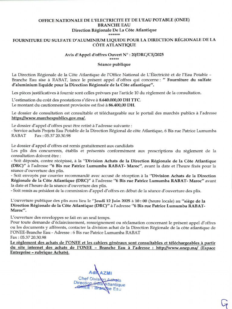Ao 20-Drc-Ce-2025 Avis Initial Fr+Ar | PDF
