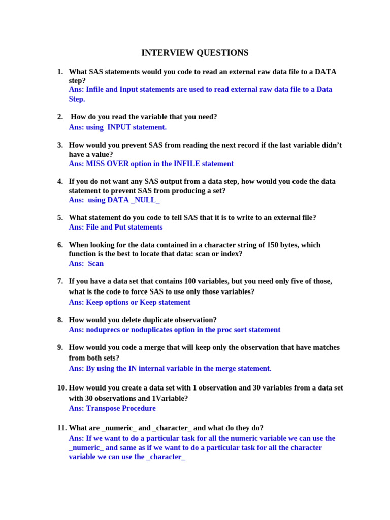 6 Base SAS Interview Questions | PDF | Sas (Software) | Variable (Computer Science)