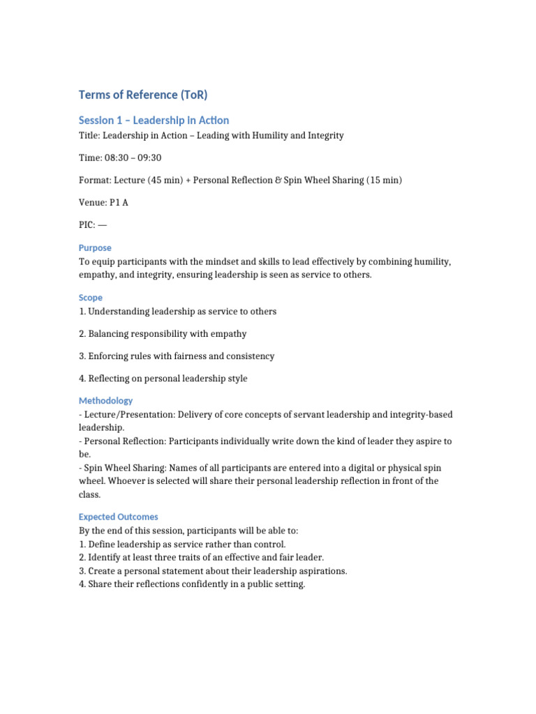 ToR Session1 Leadership in Action | PDF