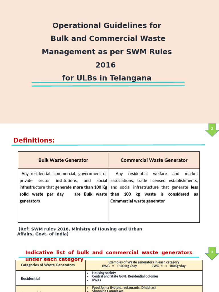 Telangana Bulk & Commercial Waste Guidelines | PDF | Waste | Economies