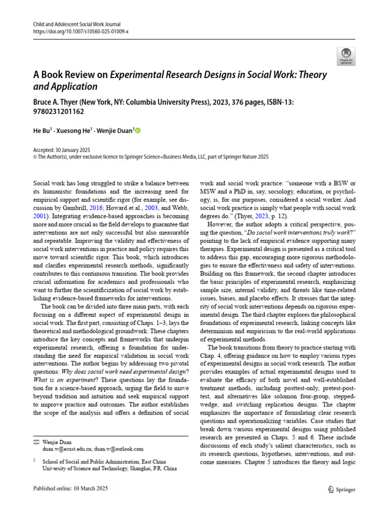 Experimental Research Designs in Social Work Theory | PDF | Experiment ...