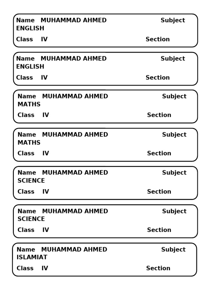 Muhammad Ahmed Name Tag | PDF
