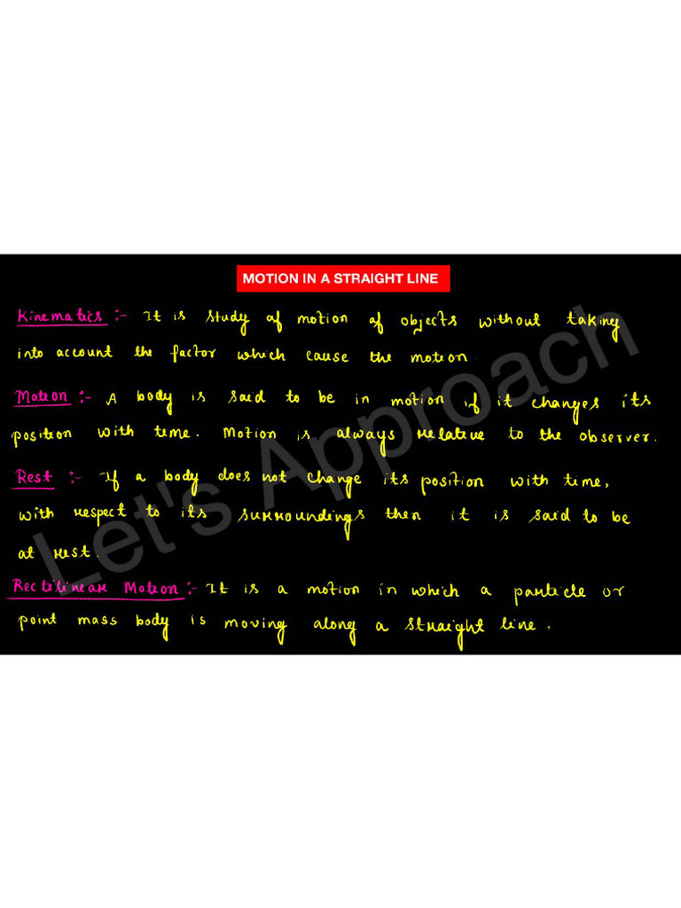 Motion in a Straight Line Notes | PDF