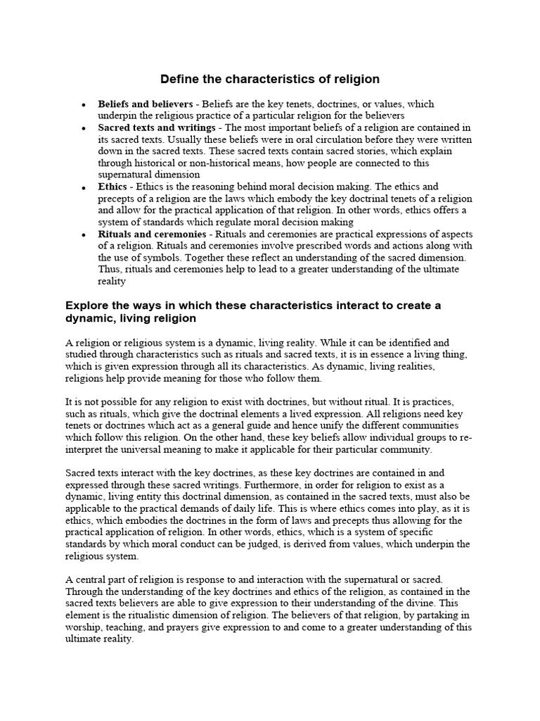 Key Characteristics of Religion Explained | PDF | Baptism | Confirmation