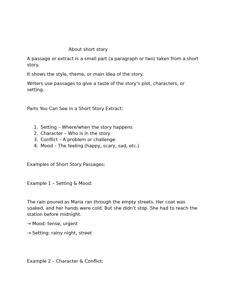 Understanding Short Story Passages | PDF