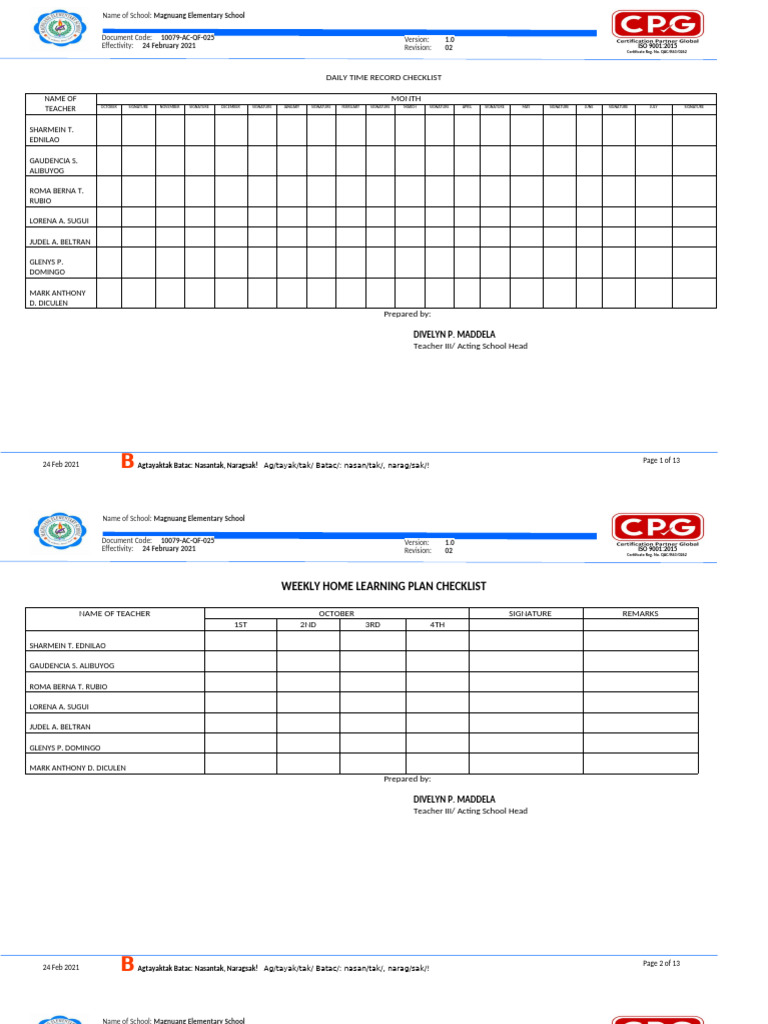 CHECKLIST Use For Movs 2021 | PDF | Military Operations