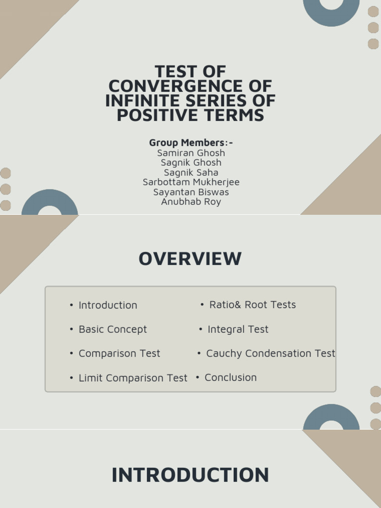 Convergence Tests for Positive Series | PDF | Series (Mathematics ...