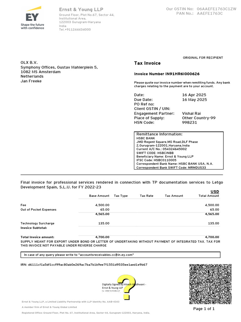 Tax Invoice for TP Services 2022-23 | PDF | Invoice | Business